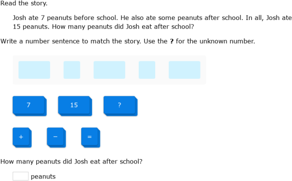 IXL | Write number sentences for word problems - up to 20 | 2nd grade math