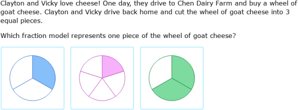 IXL | Modeling word problems involving unit fractions: halves, thirds ...