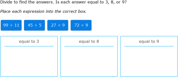 IXL | Division facts up to 12: sorting | 3rd grade math