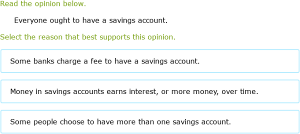 IXL | Choose reasons to support an opinion | 5th grade language arts