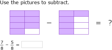 IXL | Subtract fractions with like denominators using area models | 4th ...