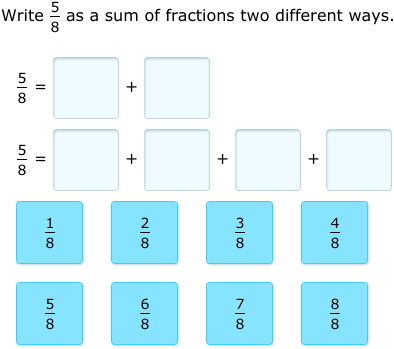 IXL | Decompose fractions multiple ways | 4th grade math