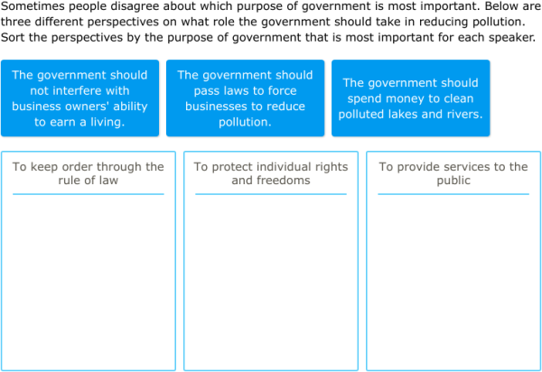 IXL | Purposes of government | 8th grade social studies