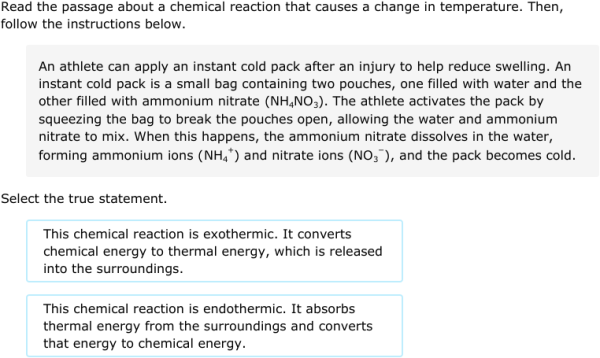 IXL | Describe energy changes in chemical reactions | 7th grade science
