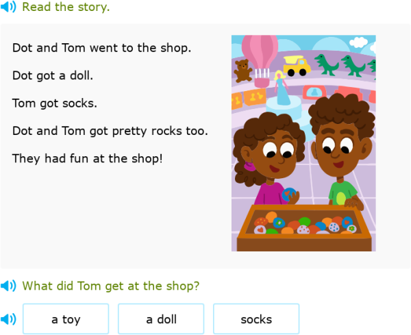 IXL | Read short o stories | Kindergarten language arts