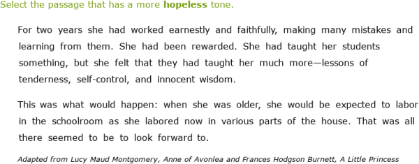 IXL | Compare passages for tone | 6th grade language arts