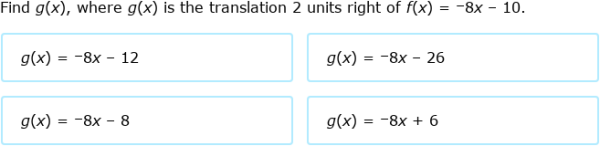 IXL - Horizontal translations of functions (Algebra 1 practice)