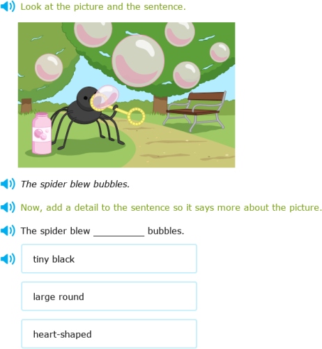 IXL | Add descriptive details to sentences | 2nd grade language arts