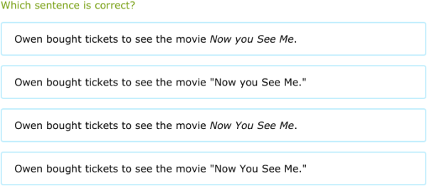 IXL | Formatting and capitalizing titles: review | 7th grade language arts