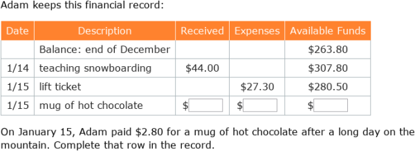 IXL | Keeping financial records | 5th grade math