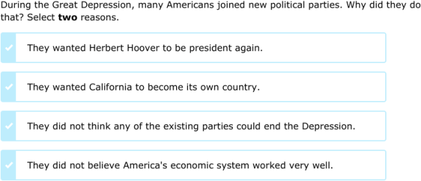 IXL | The Great Depression: part II | 5th grade social studies