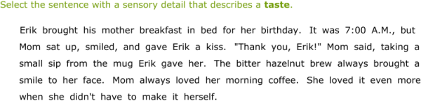 IXL | Identify sensory details | 4th grade language arts