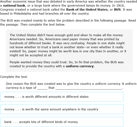IXL | Tariff, nullification, and bank war | 8th grade social studies
