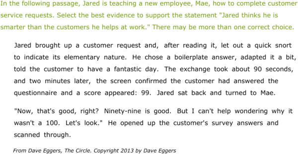 IXL | Identify supporting evidence in a text | 11th grade language arts