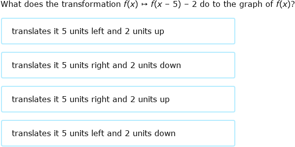 IXL - Function transformation rules: translations (Algebra 2 practice)