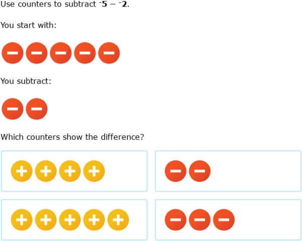 IXL | Subtract integers using counters | 7th grade math