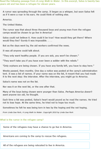 IXL | Analyze passages from A Long Walk to Water: Part 2 | 7th grade ...