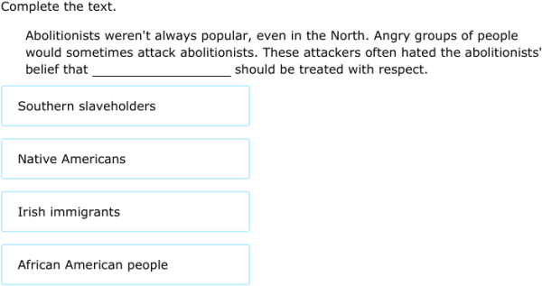 IXL | Antebellum Period: abolitionist and proslavery perspectives | 5th ...