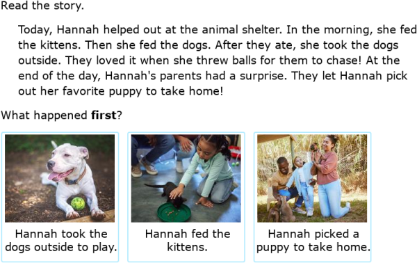 IXL | Use time-order words | 1st grade social studies