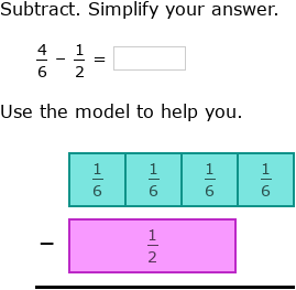 IXL | Subtract fractions with unlike denominators using models | 5th ...