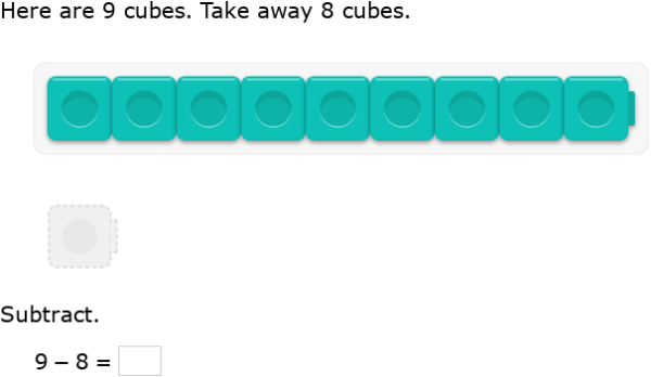 IXL | Subtract from 8 and 9 with cubes | Kindergarten math