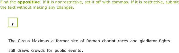 IXL | Commas with nonrestrictive elements | 6th grade language arts