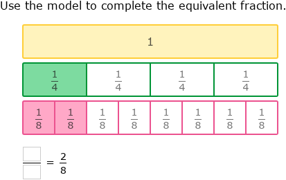 IXL | Find equivalent fractions using fraction strips: denominators 2 ...