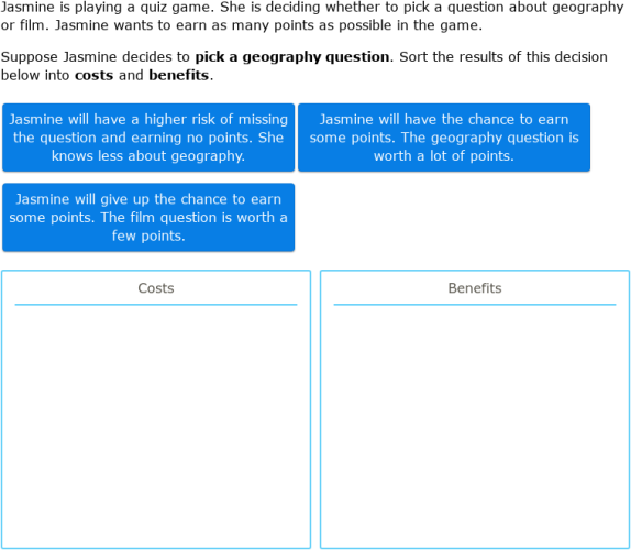 IXL | Costs and benefits | 4th grade social studies