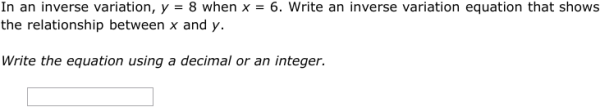 IXL - Write inverse variation equations (Algebra 1 practice)