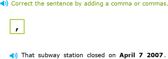 IXL | Commas with dates | 1st grade language arts