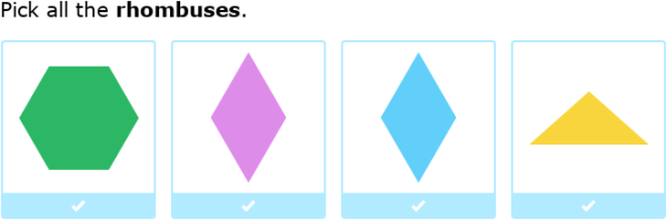 IXL | Rhombuses | 1st grade math