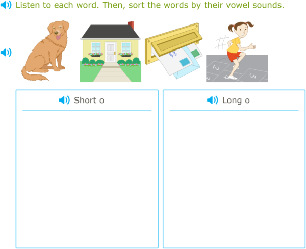 IXL | Sort short and long vowel words | 1st grade language arts