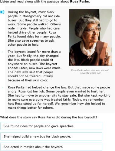 IXL | Rosa Parks | Kindergarten social studies