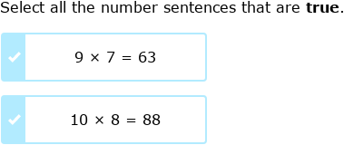 IXL | Multiplication facts for 5, 9 and 10: true or false? | 3rd grade math