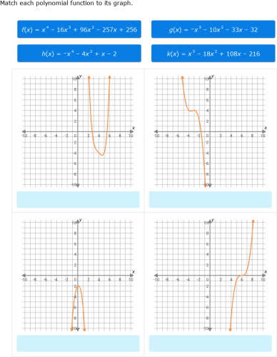 IXL - Match polynomials and graphs using end behavior (Algebra 2 practice)