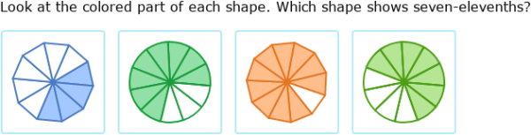 IXL | Which shape illustrates the fraction? - up to twelfths | 2nd ...