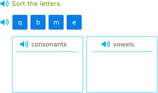 IXL | Sort consonants and vowels | 1st grade language arts